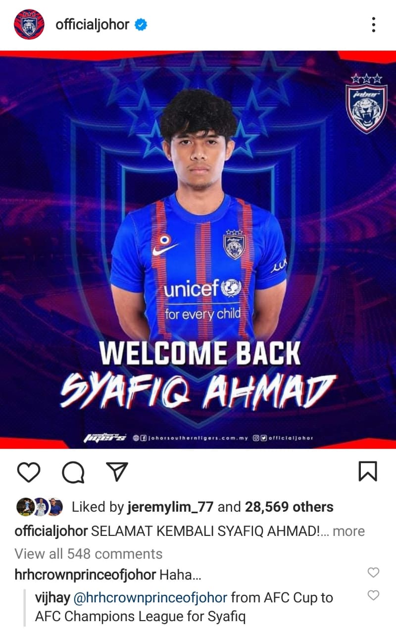 Kenyataan 'Tokong' Punca Syafiq Ahmad Kembali Ke JDT?