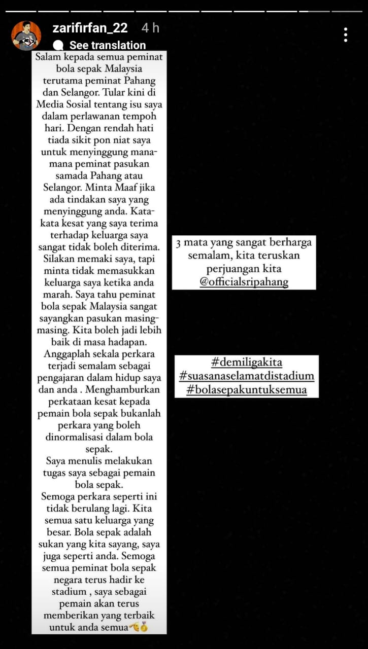 Zarif Irfan Mohon Maaf, Ambil Pengajaran Atas Apa Yang Berlaku